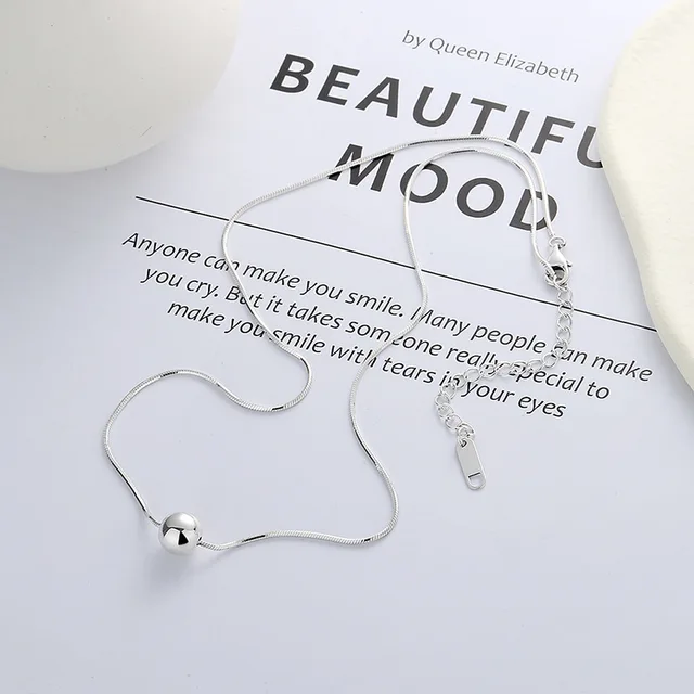 Minimal SIlver Plated Bead Necklace – CLARA