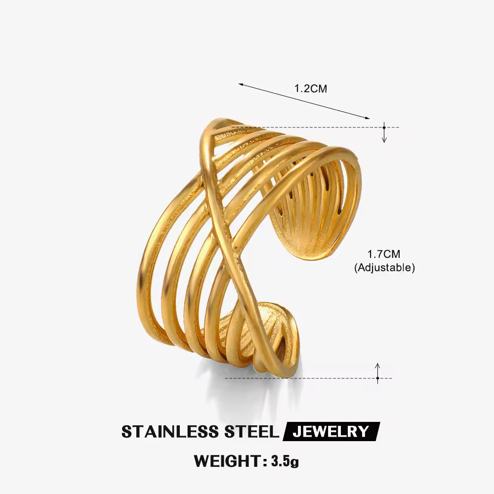 Gold Plated Multi-Band Crossover Ring – CLARA